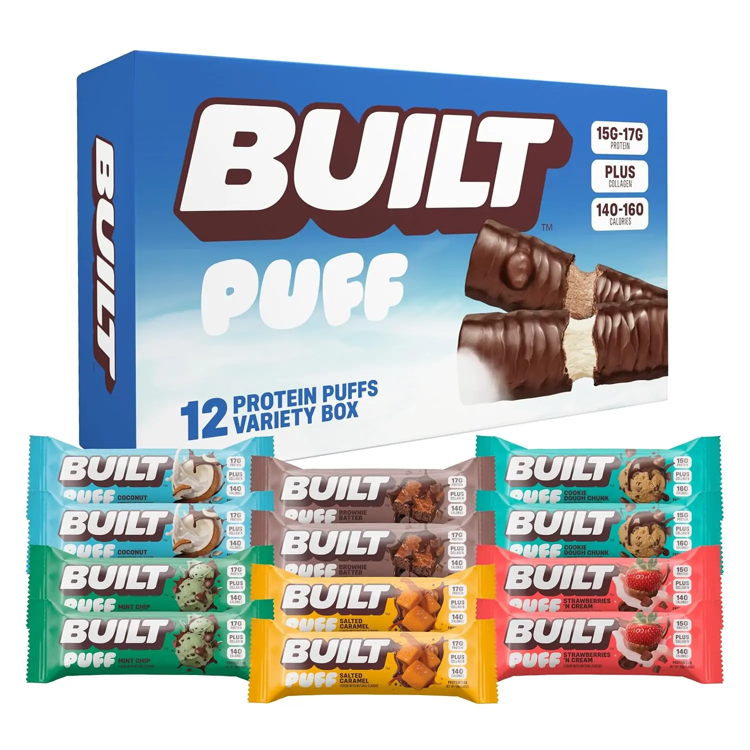 Built Bar, Puff Protein Bars, Variety Pack, Collagen, On-the-go ...