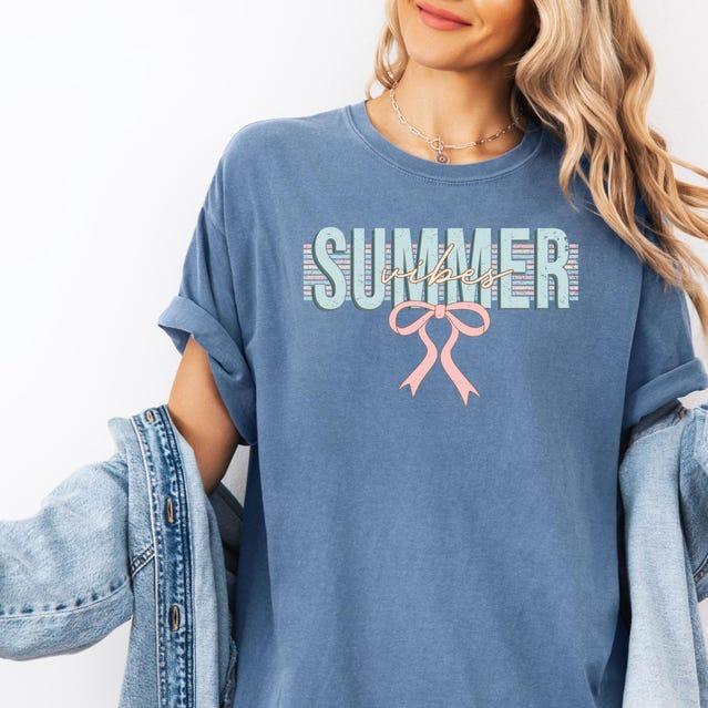 Summer Vibes Comfort Colors Tee Shirt - Short Sleeve Cotton Top ...