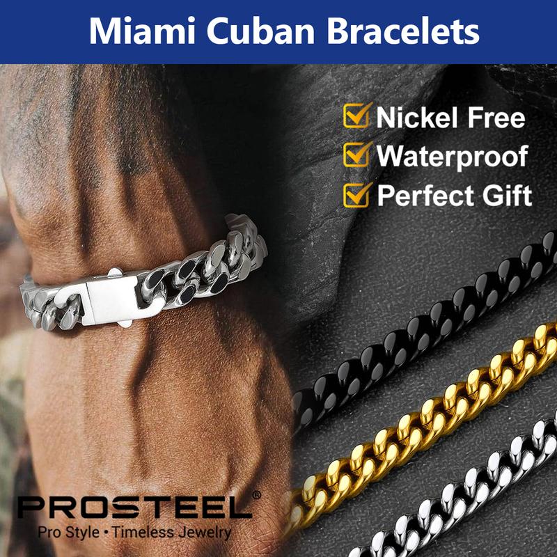 PROSTEEL Miami Cuban Chain Bracelets with Upgrade Buckle Clasp - TikTok ...