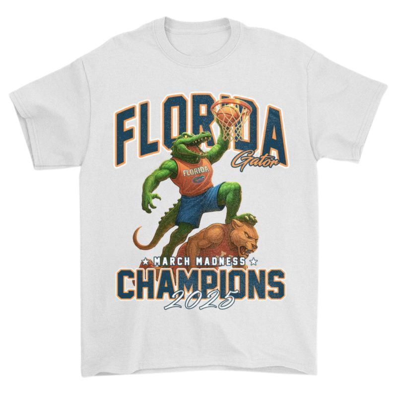Florida Gators 2025 NCAA Champions Shirt Cartoon Gator with Basketball ...