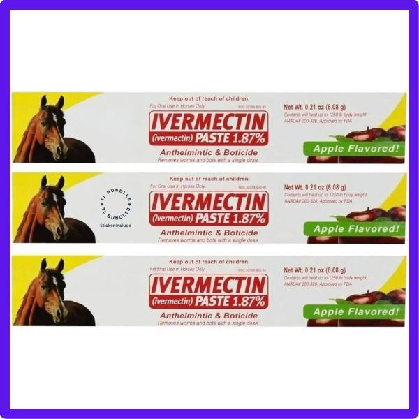 Ivermectin Paste - Horse Wormer 6.08 Grams (3-Pack) + TL Bundles ...