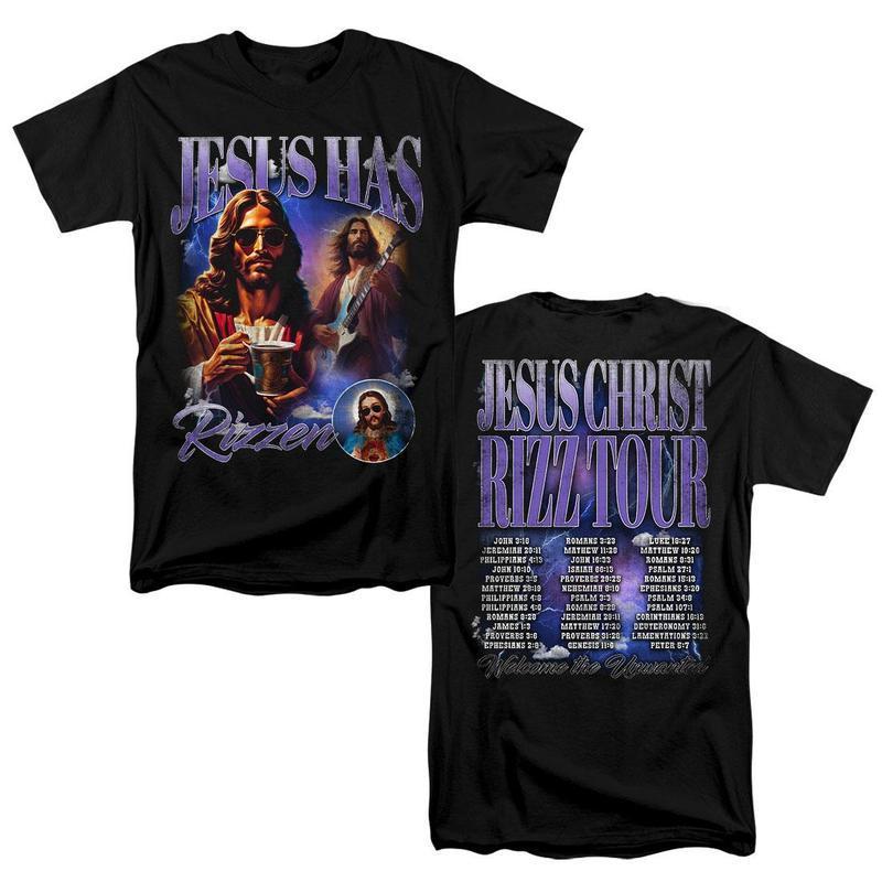 Jesus Rizz Tour Gildan Unisex T Shirt Both Side Print Cotton - TikTok Shop
