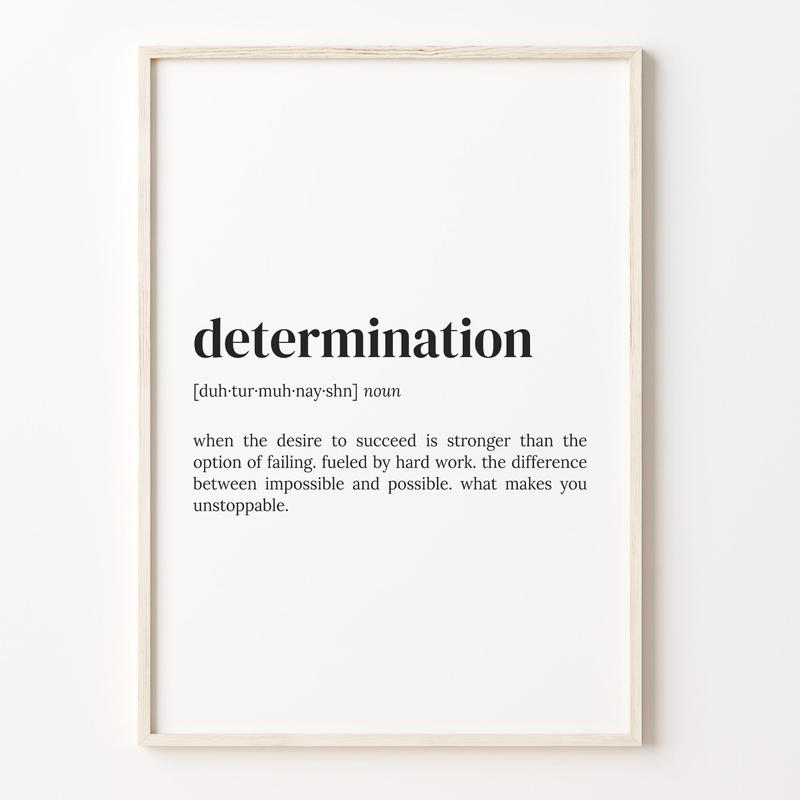 Determination Definition Print, Dictionary Poster, Quote Wal - TikTok Shop