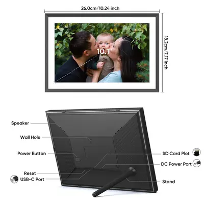 ARZOPA WiFi Digital Photo Frame 10.1 Inch IPS Touchscreen Electronic ...