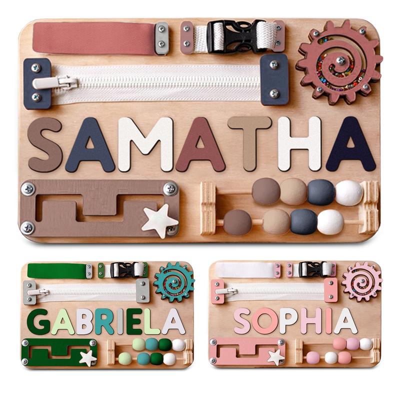 Personalized Wooden Busy Board with Custom Name Puzzle for Baby ...