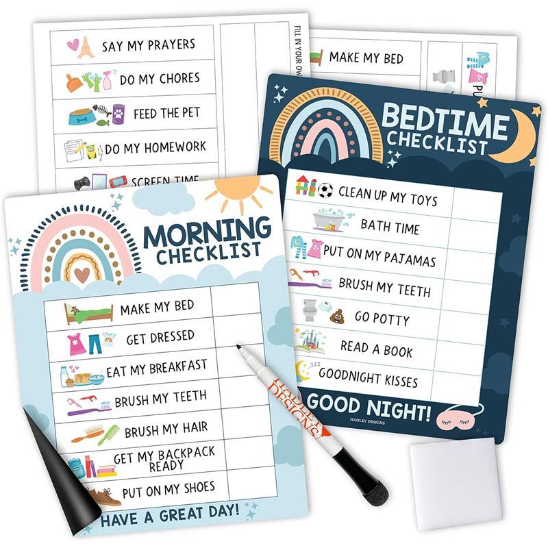 Magnetic Morning & Bedtime Routine Chart for Kids - Customizable ...