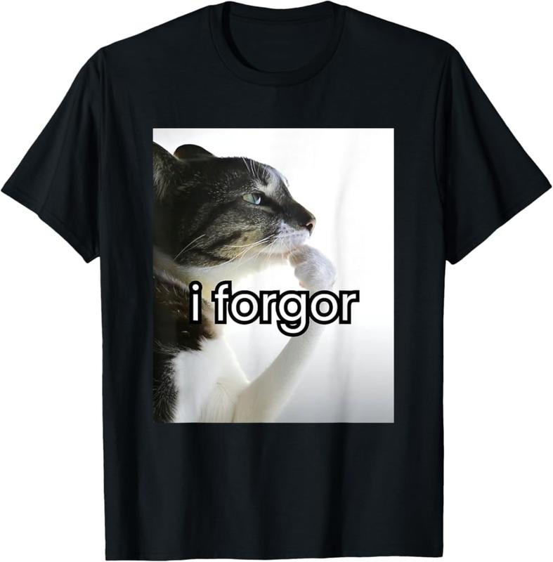 Funny Silly Cat Meme I Forgor Cringe Brainrot Meme T-Shirt - TikTok Shop