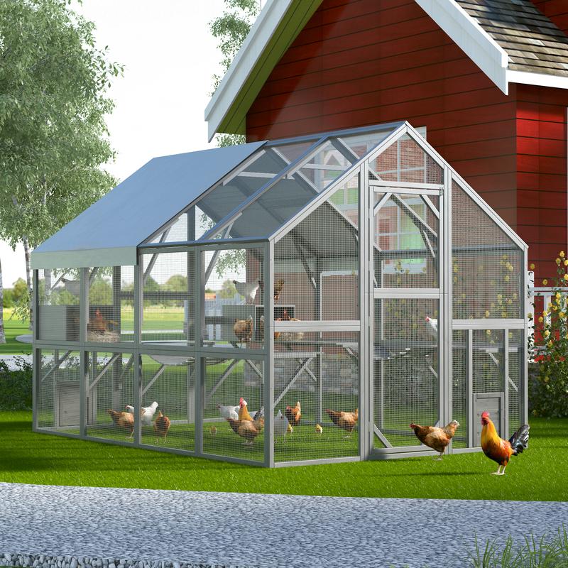 FUFU&GAGA Outdoor Hen House Catio, 57.2ft² Luxury Wooden Chicken ...