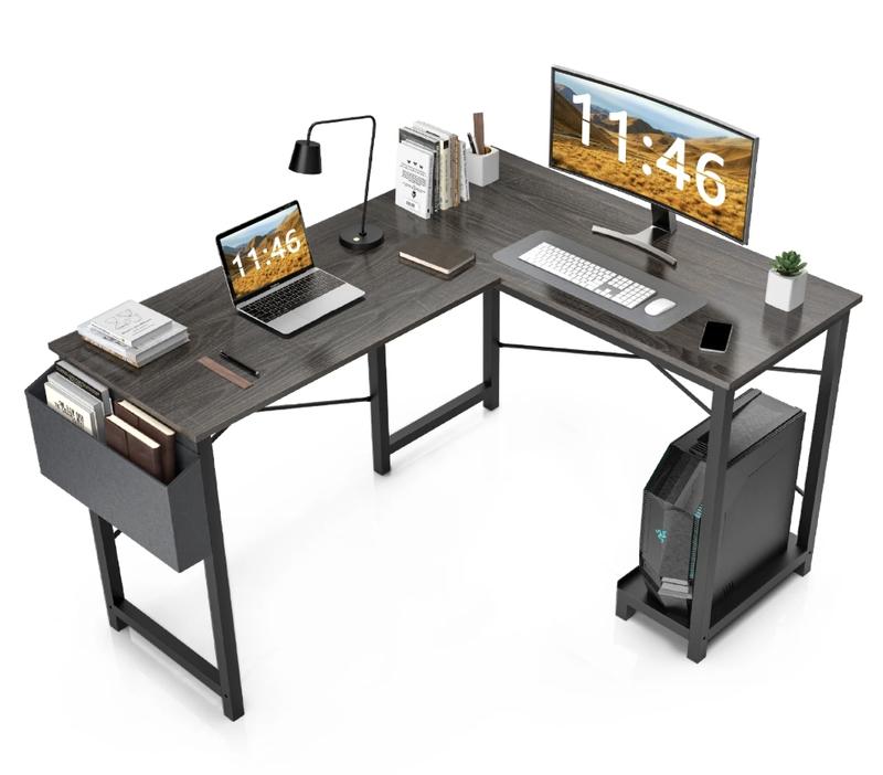 L Shaped Computer Desk with Wooden Desktop CPU Stand Side Ba - TikTok Shop