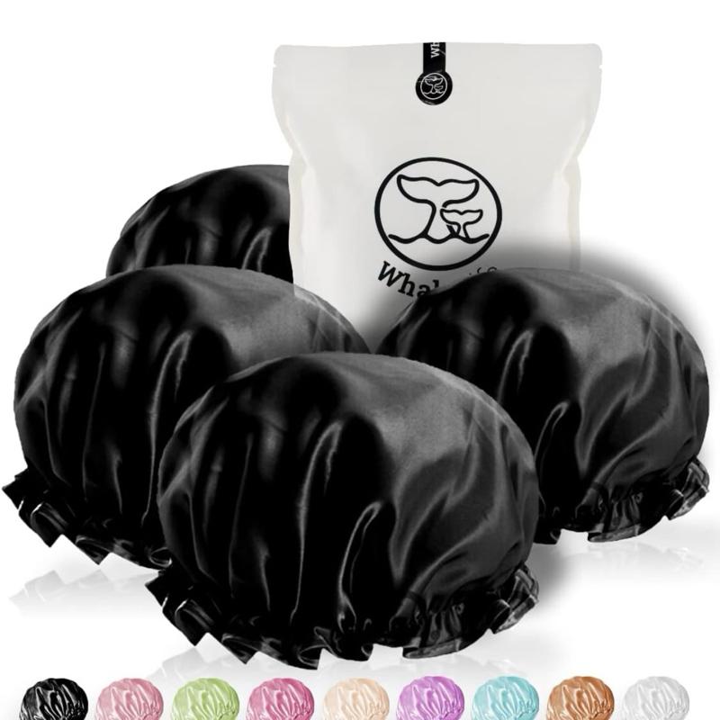 Extra Large Reusable Shower Cap for Men, Women (Black 4 Pack - TikTok Shop