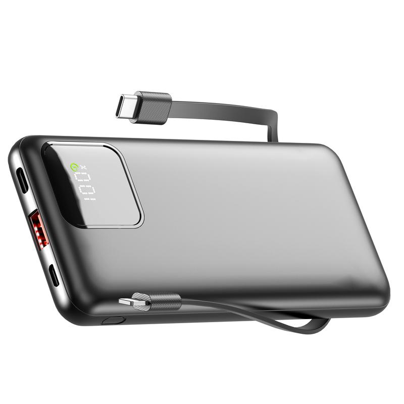 10000mAh Power Bank with Built-in Cords, 22.5W Fast Charging, Slim ...