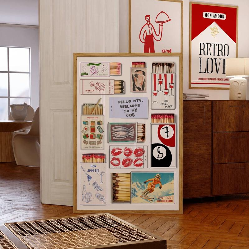 Vintage Matchbox Poster, Trendy Matches Poster, Retro Matchbook ...