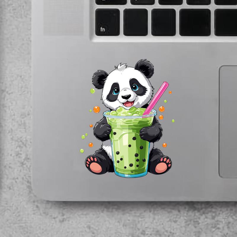 Anime Panda Bear Drinking Japanese Boba Bubble Tea 2x2 inche - TikTok Shop