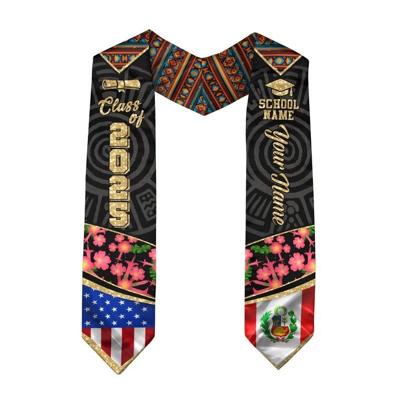 Custom Peru Graduation Sash, Peruvians American Flag Graduation ...