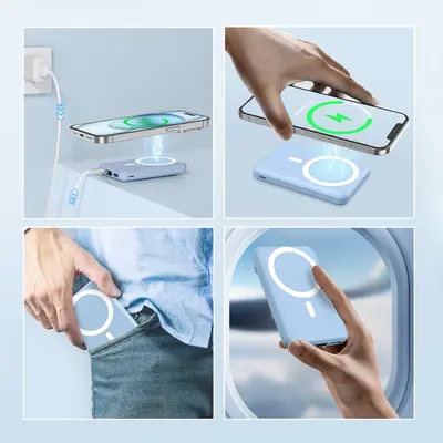 podoru Magnetic Power Bank, Foldable 10000mAh Wireless Magnetic ...