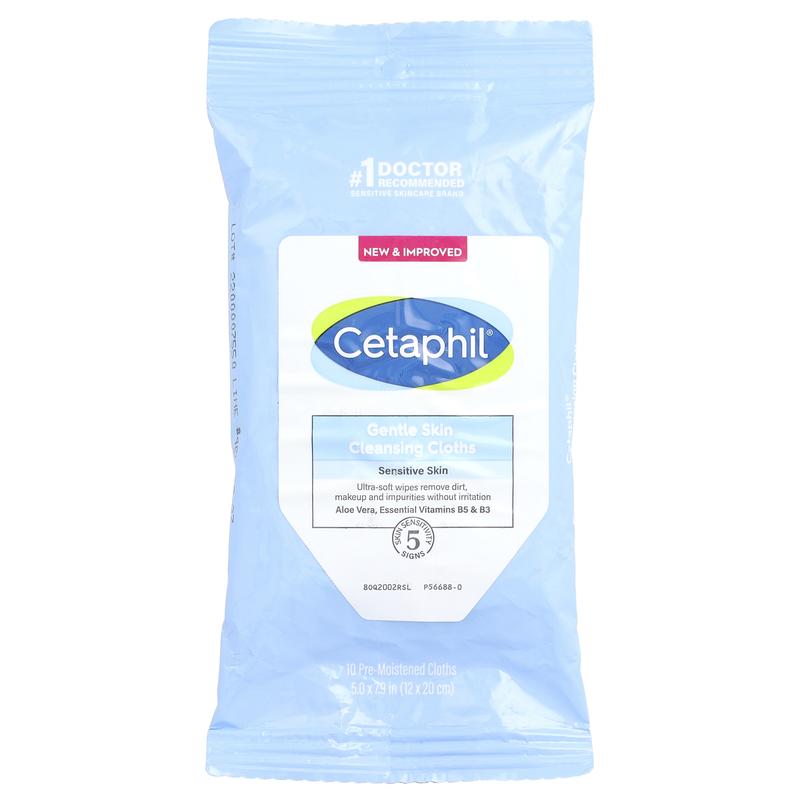 Cetaphil Gentle Skin Cleansing Cloths, Fragrance Free, 10 Pre-Moistened ...