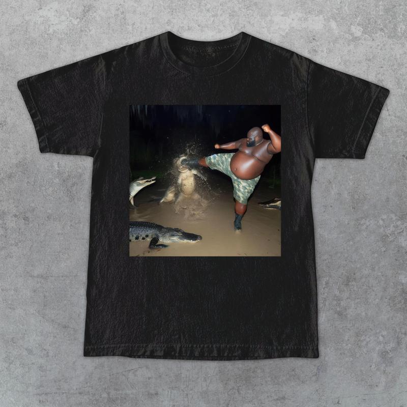 FVS - Man Kick Alligator In Swamp Shirt Funny Viral Meme Shirt - TikTok ...