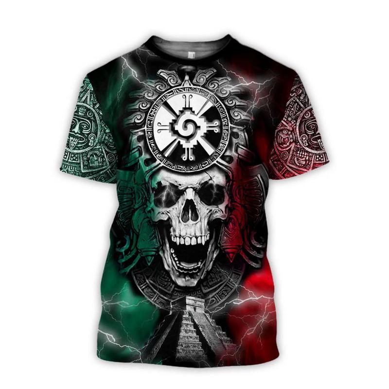 Mexico Aztec Shirt Mexican Maya Hunab Ku Skull 3D Full Printed - TikTok ...