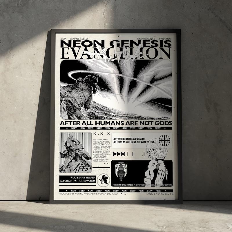 Neon Genesis Evangelion Anime Art Print, 90s Manga Poster Home - TikTok ...