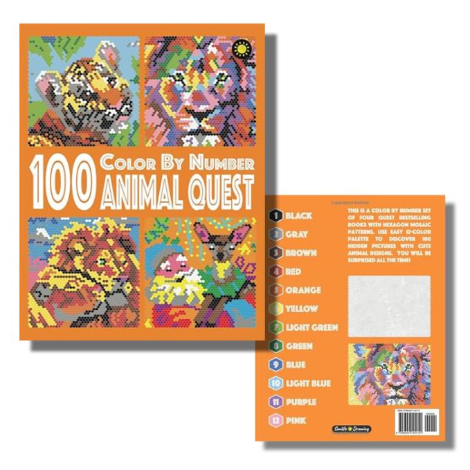 100 Animal-Quest Color By Number - Easy Simple Color Quest Activity ...