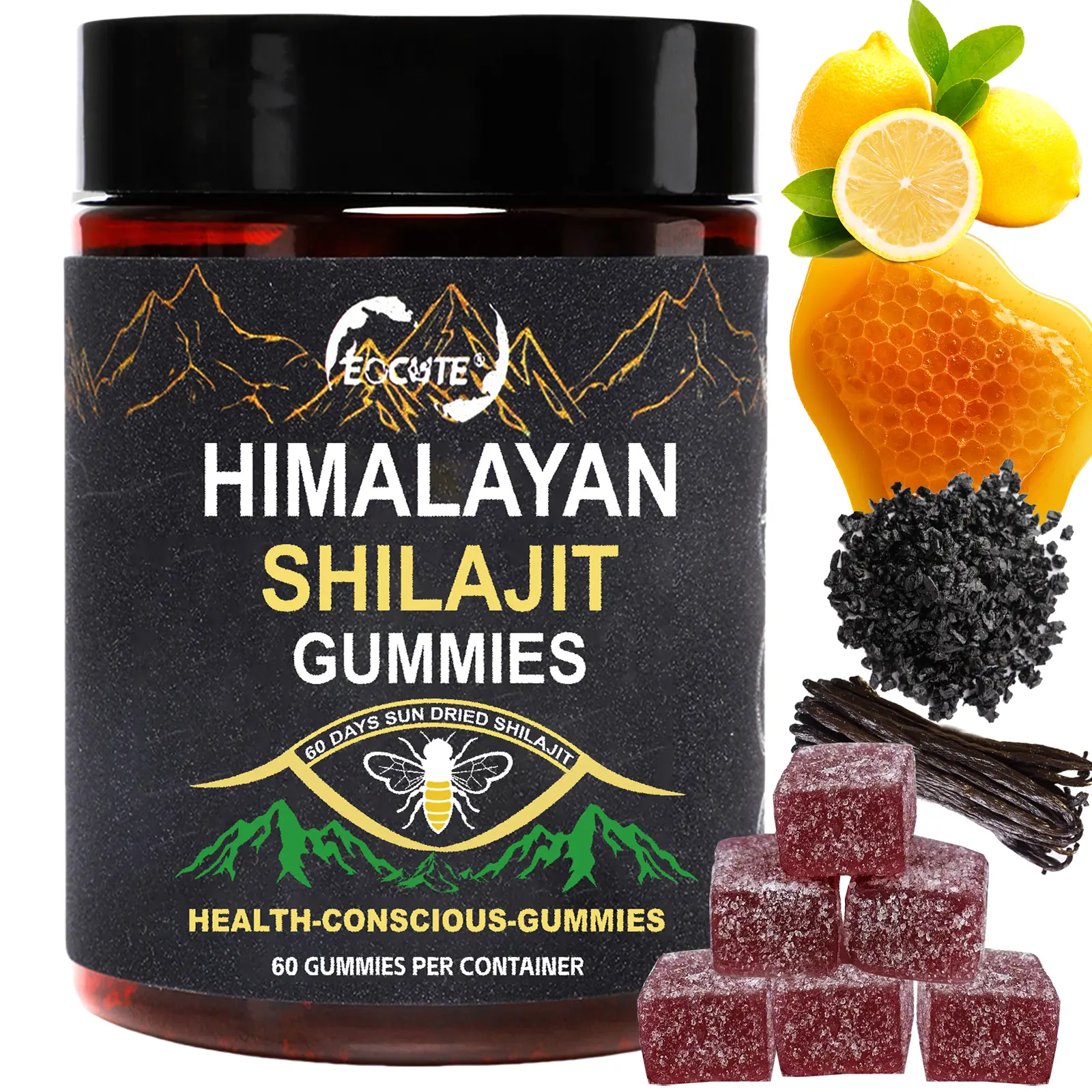 EOCUTE Himalayan Shilajit Gummies Gold with Ashwagandha, Gokshura, - TikTok Shop