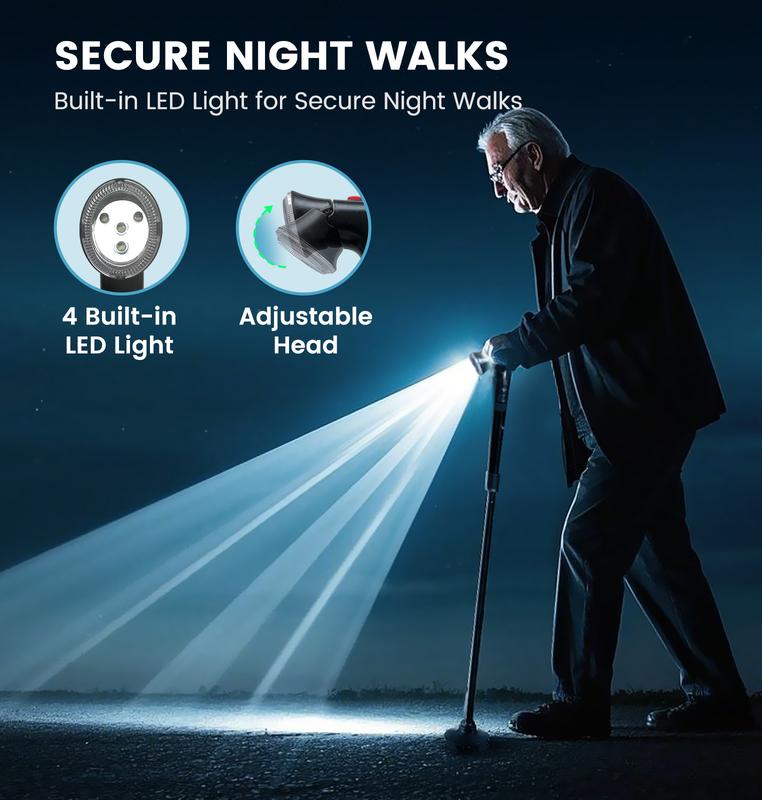 Adjustable Foldable Walking Cane for Seniors – Lightweight Collapsible ...