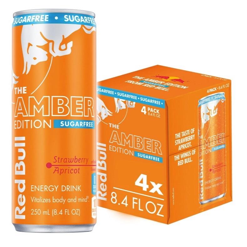 Red Bull Amber Edition Sugar Free Energy Drink, Strawberry Apricot ...