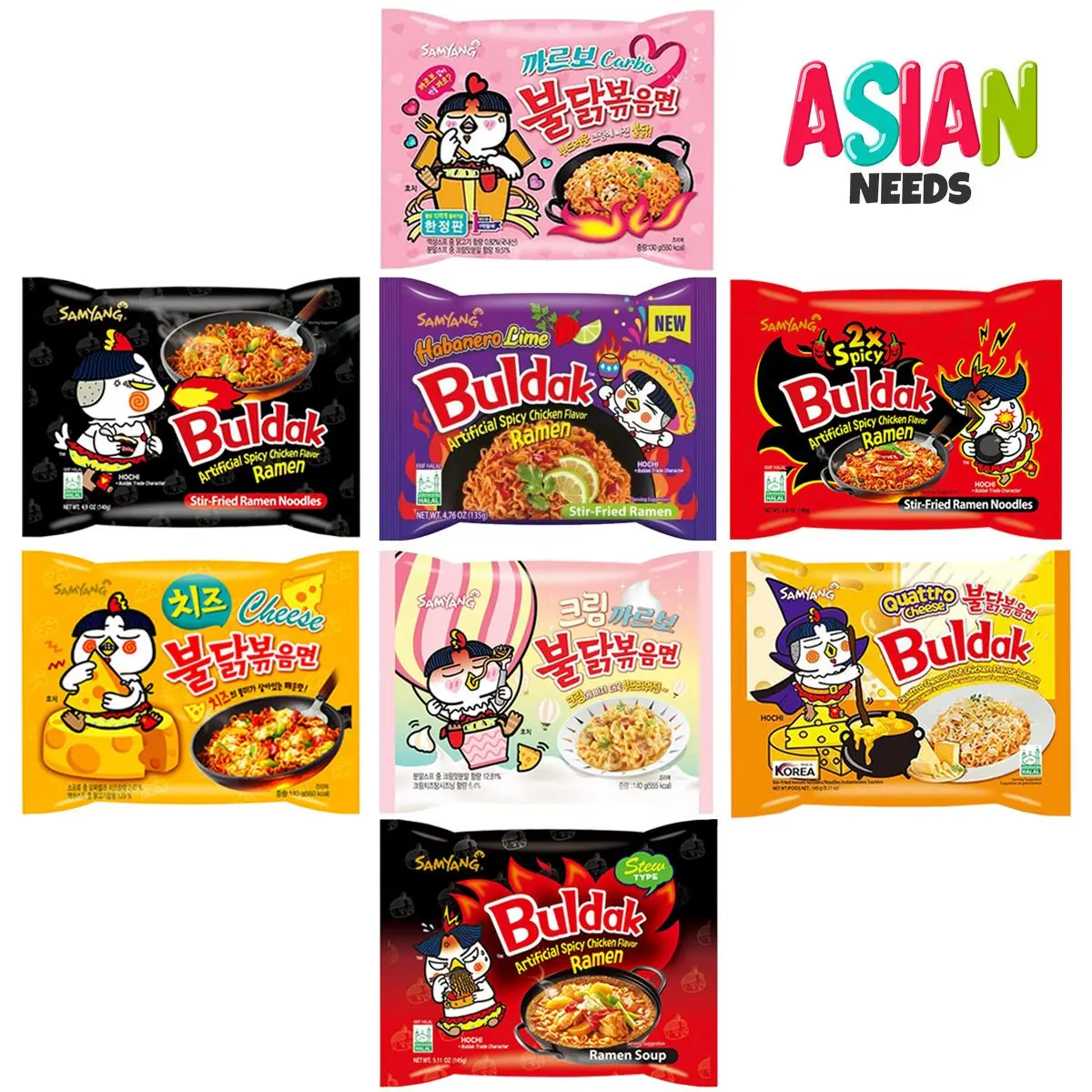 Samyang Buldak Spicy Ramen, Hot Chicken Ramen, Korean Stir-Fried ...