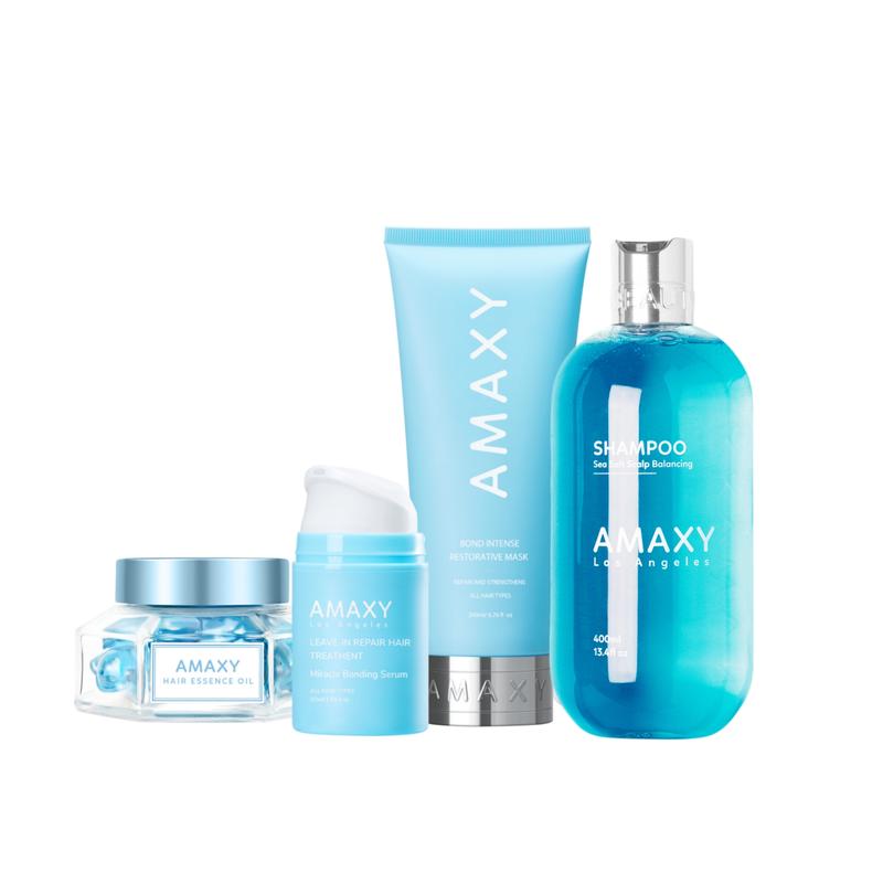 AMAXY Complete Hair Care 4-Piece Set | Sea Salt Scalp Balancing ...