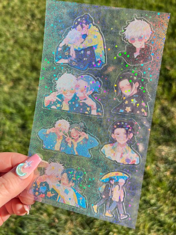 Satoru Gojo Suguru Geto Holographic Star Sticker Sheet Transparent ...