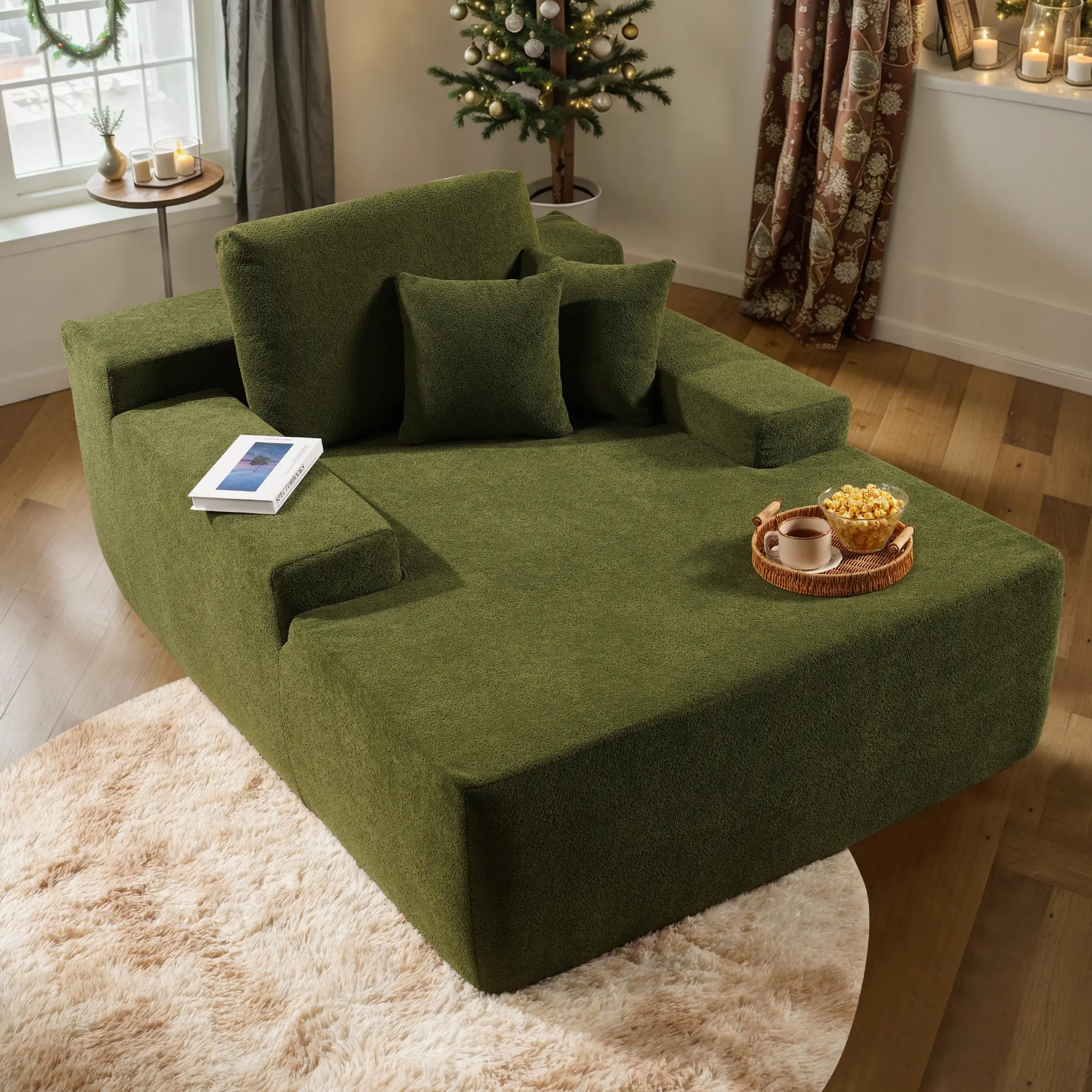 CAODOC Boneless Chaise Lounge Upholstered Sofa Bed with Thro - TikTok Shop