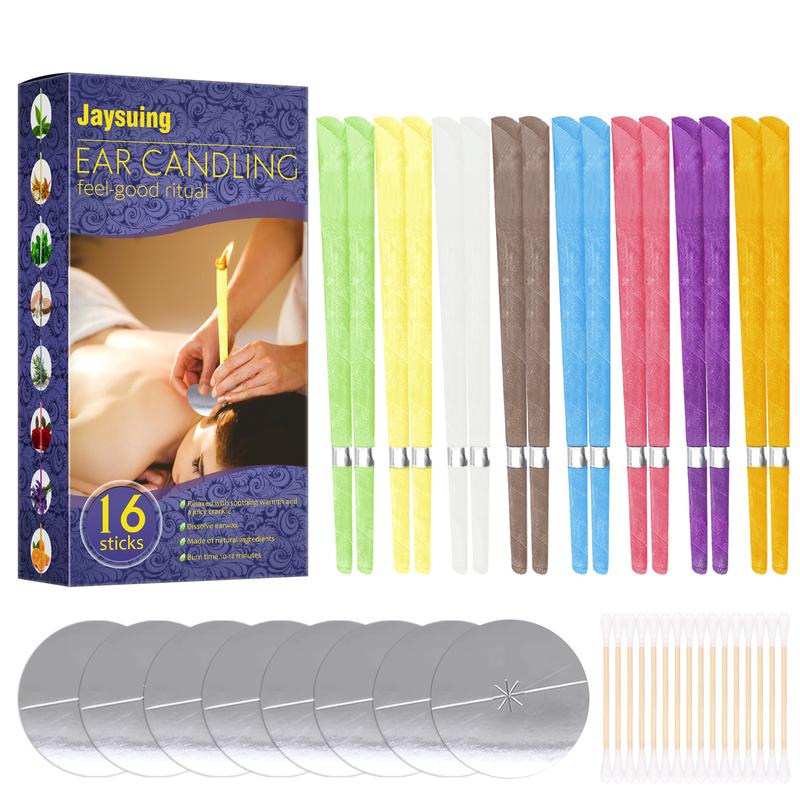 Ear Candle Wax Cleaning Set - 16 Pcs Natural Paraffin Ear Candles ...