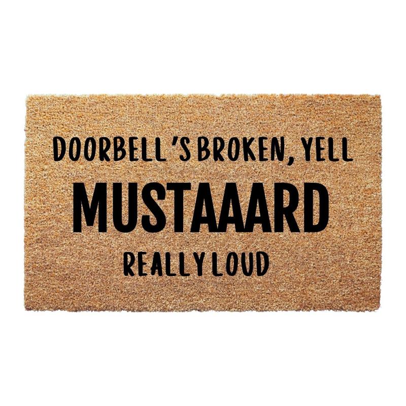 Doorbells Broken Yell Mustard Door Mat - 3 Size Options - Doorbells ...