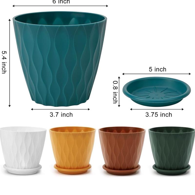 6 inch Plant Pots, 5 Pack Flower Pots Outdoor Indoor, Planters - TikTok ...