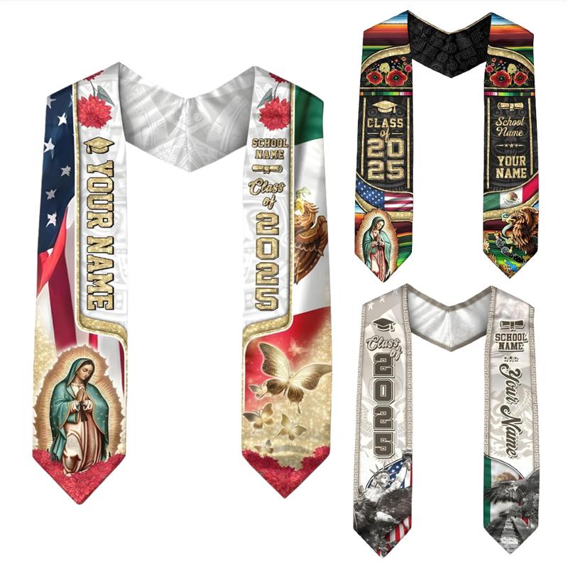 Personalized Mexico Graduation Sash 2025, Mexican American Flag ...