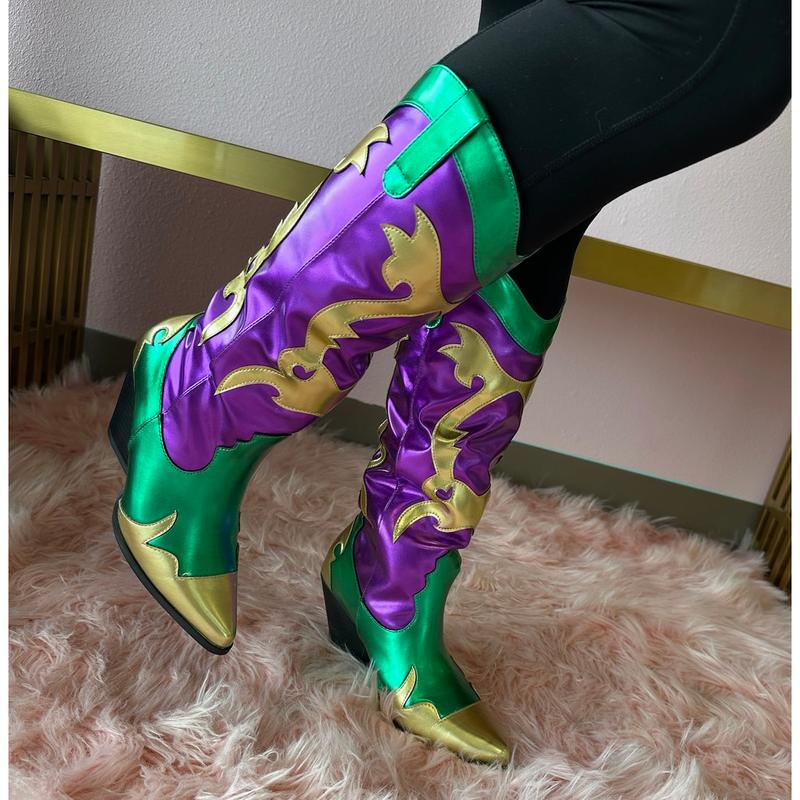 JULIANA - SHOE-NAMI EXCLUSIVE Mardi Gras Multi Metallic Cowboy - TikTok ...