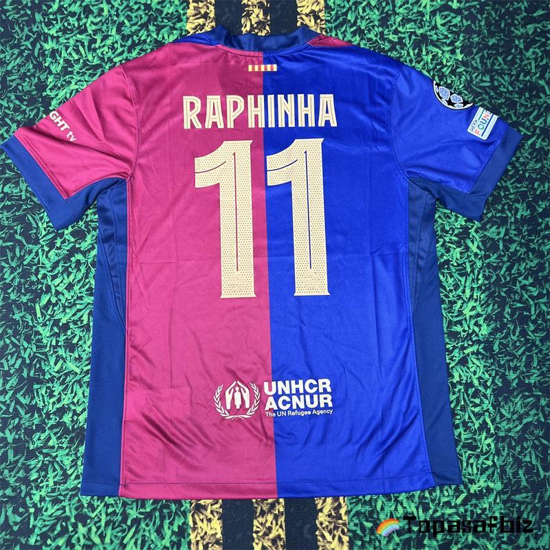 2425 Red Blue Home Raphinha 11 Short SleeveSoccer Jersey - TikTok Shop