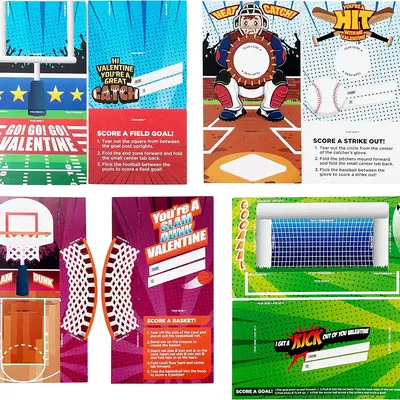 28Pcs Sports Game Erasers with Kids Valentines Cards for Classroom ...